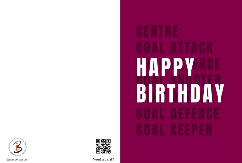 Netball Positions Birthday Card - Andover, Hampshire | Greetings Cards